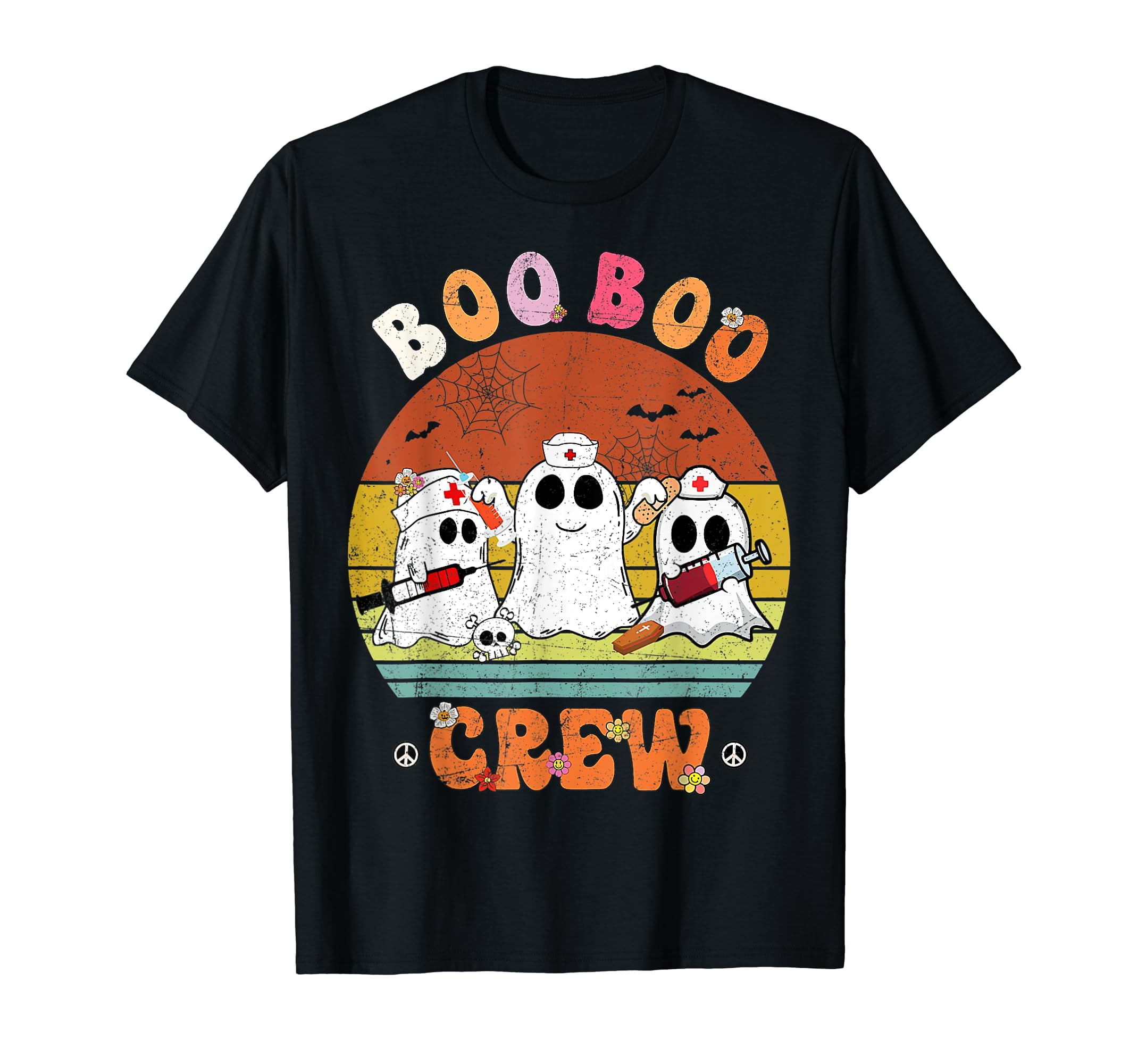Groovy Boo Boo Crew Cute Ghost Retro Halloween Funny Nurse T-Shirt ...