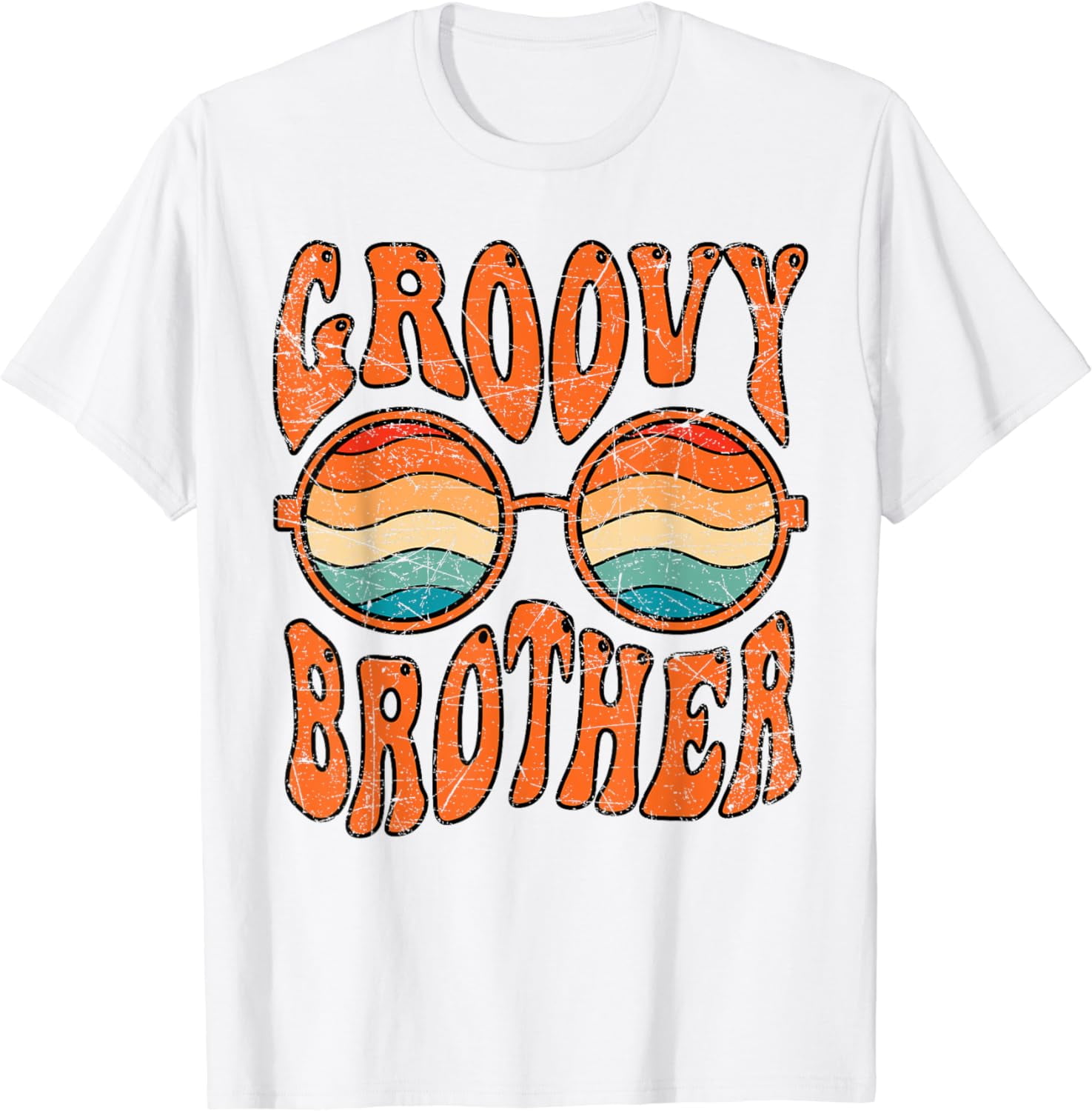 Groovy Brother 70s Aesthetic 1970's Retro Brother Hippie T-Shirt ...