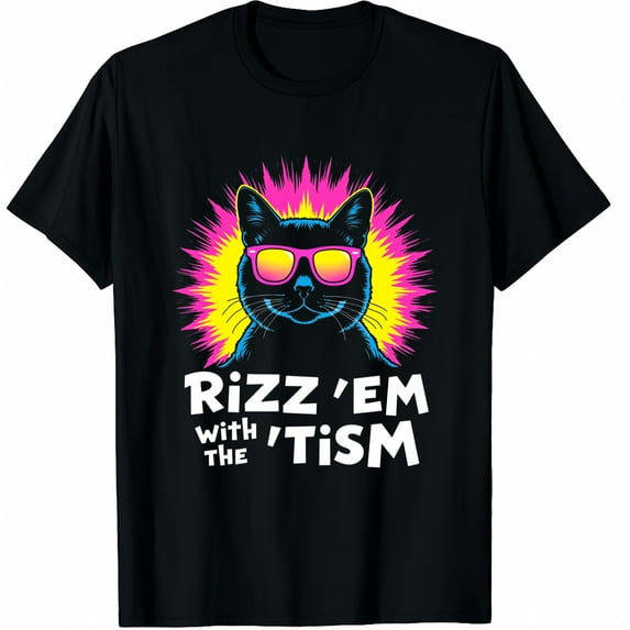 Groovy Cat RIZZ 'EM with TISM Autism Dad Mom Motivational Graphic Crew ...