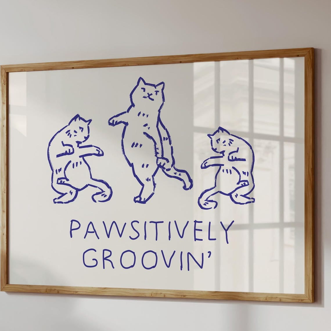 Groovy Cats Print, Dancing Cat Wall Art, Funny Kitten Poster, Pawsitive ...