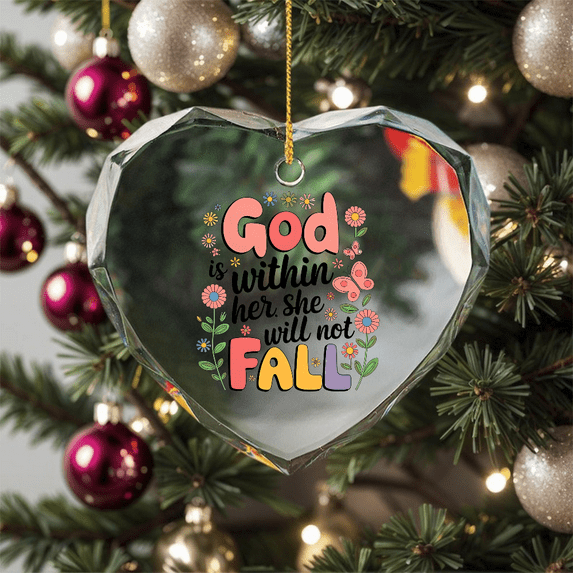 Groovy Christian Quote God Is Within Her She Will Not Fall Ornament ...