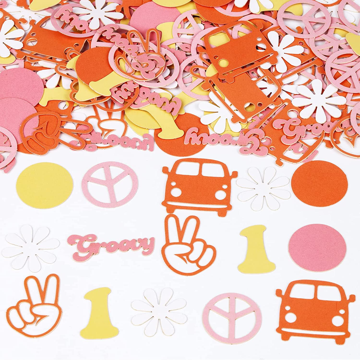 Groovy 1st Birthday Confetti Girl, Retro Hippie Peace Sign Daisy Flower ...