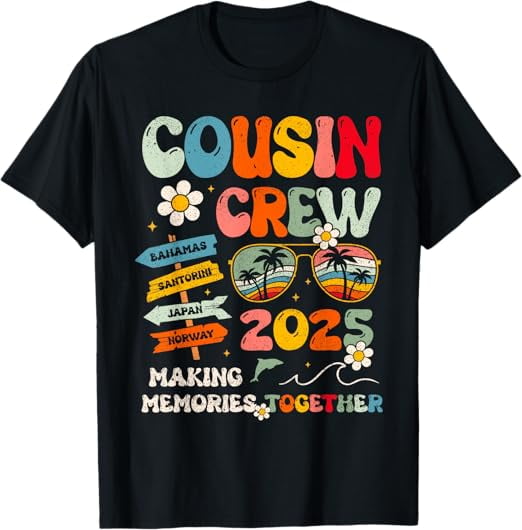 Groovy Cousin Crew 2025 Summer Vacation Beach Family Trip T-Shirt ...