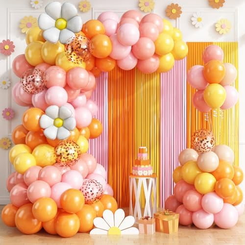 Groovy Daisy Balloon Arch Garland Kit Birthday Party Decorations, Pink ...