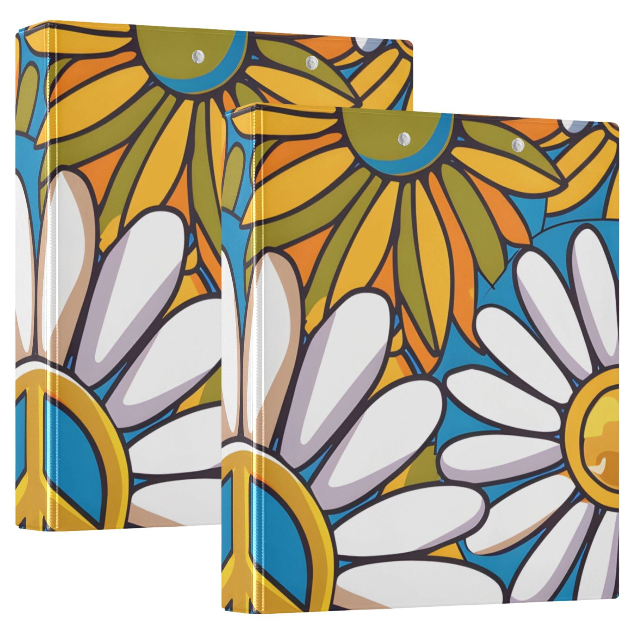 Groovy Daisy Flower and Peace Symbol 3 Ring Hardcover Binders 1.5 ...