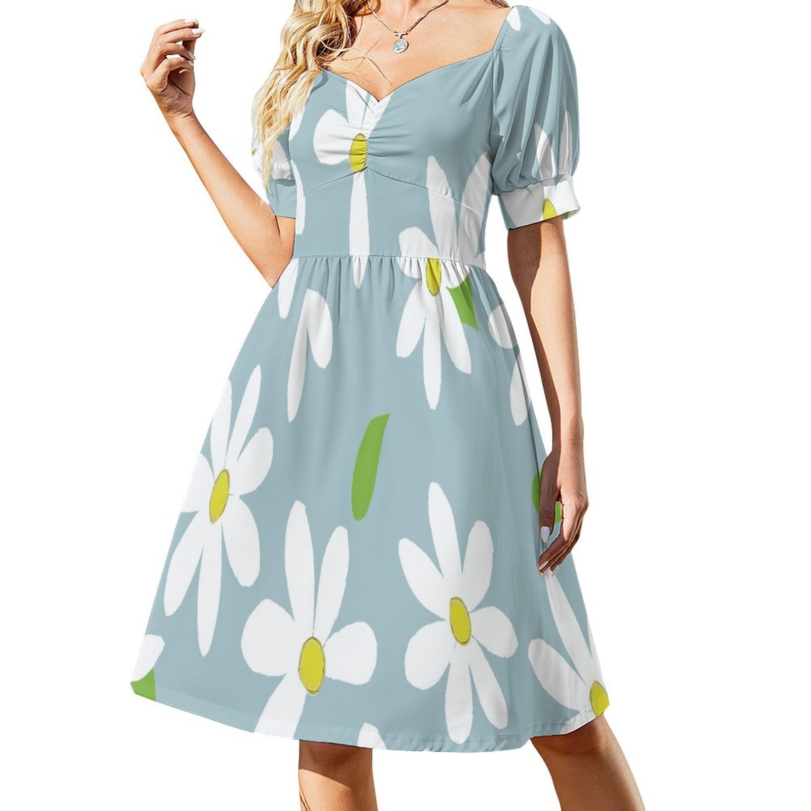 Groovy Daisy Flower Short Sleeve Dress Clothes Women's Summer Dress ...