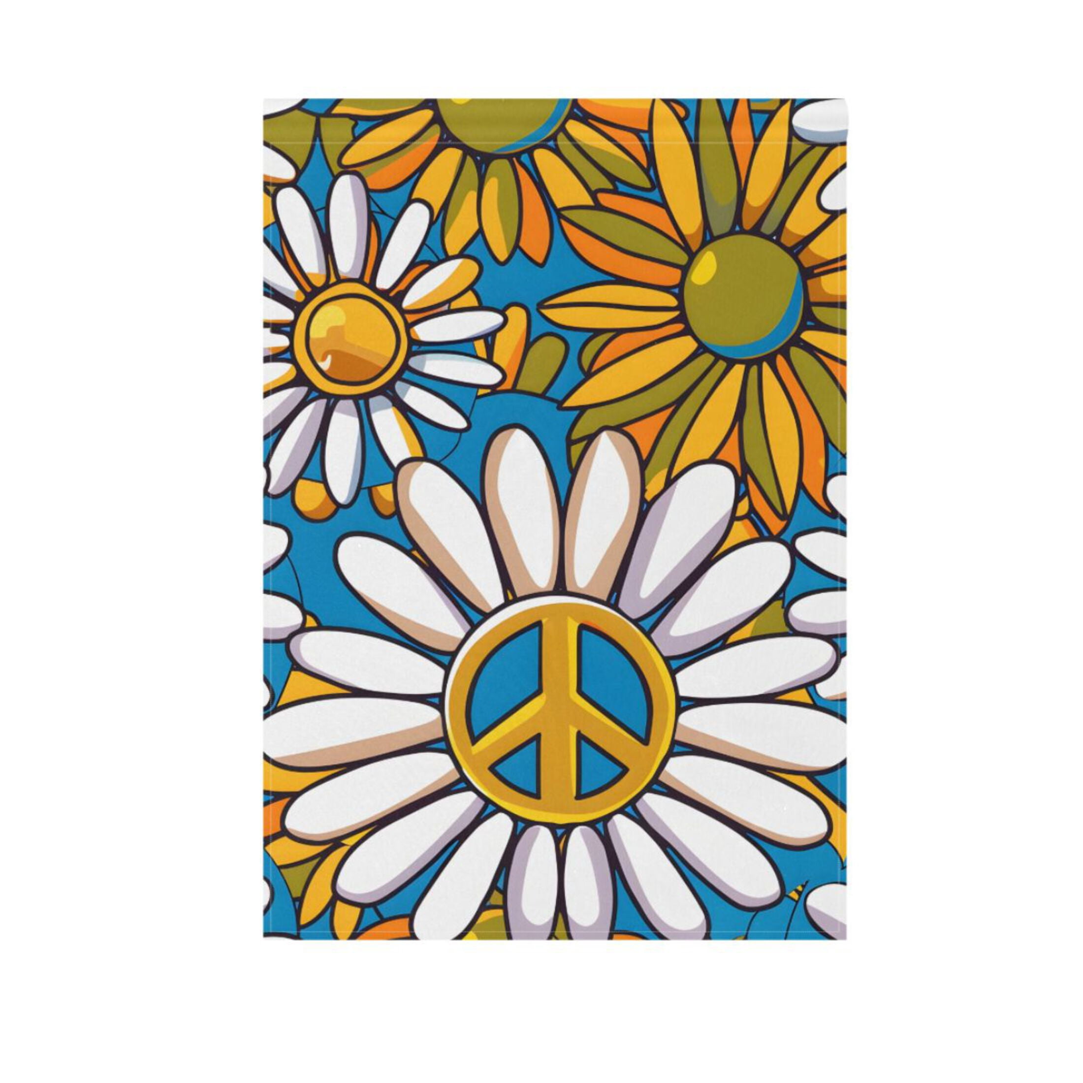 Groovy Daisy Flower and Peace Symbol Garden Flag 28"x40" Double-Sided ...