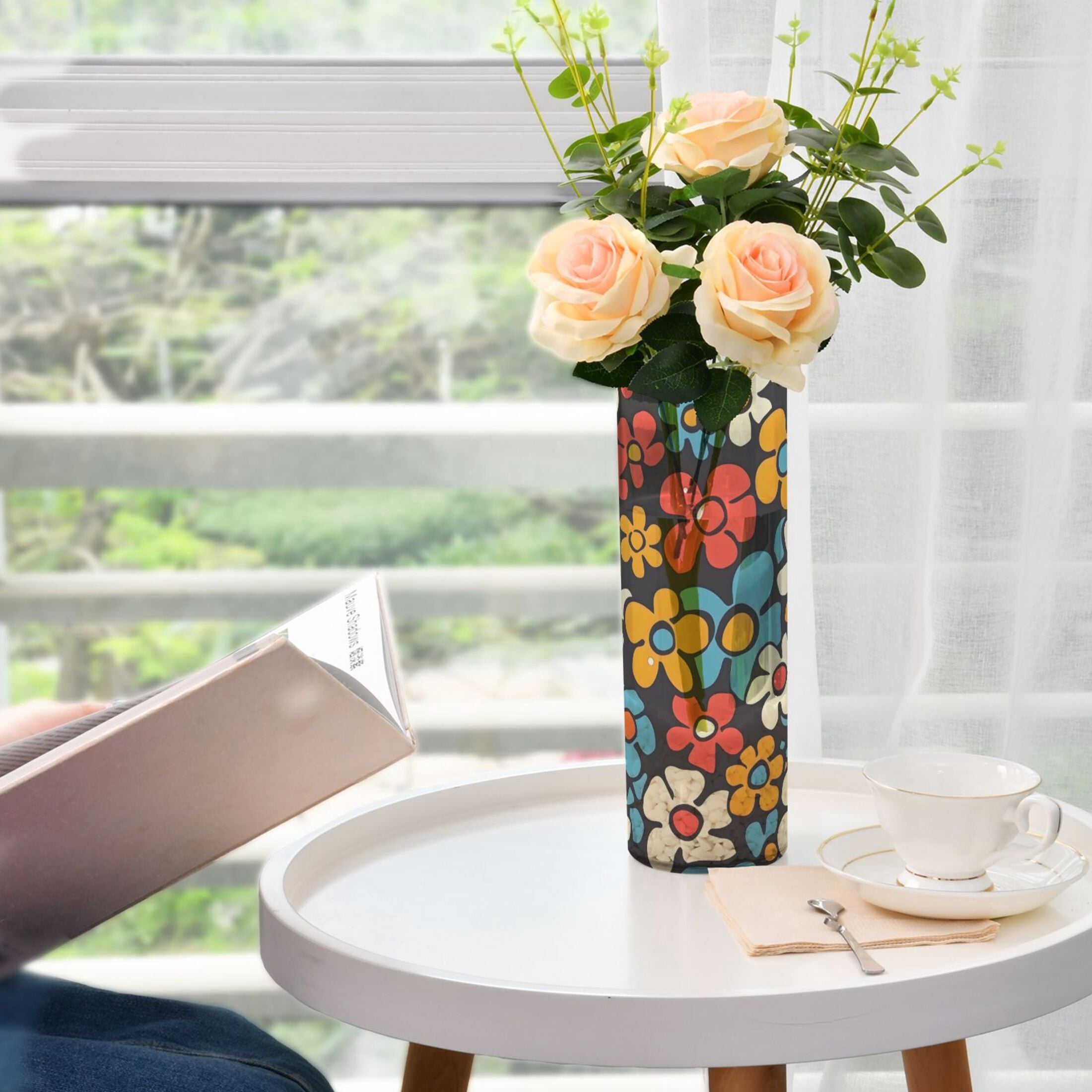 Groovy Daisy Flowers Flower Vase 11.8x3.9 inch Vases Clear Non ...