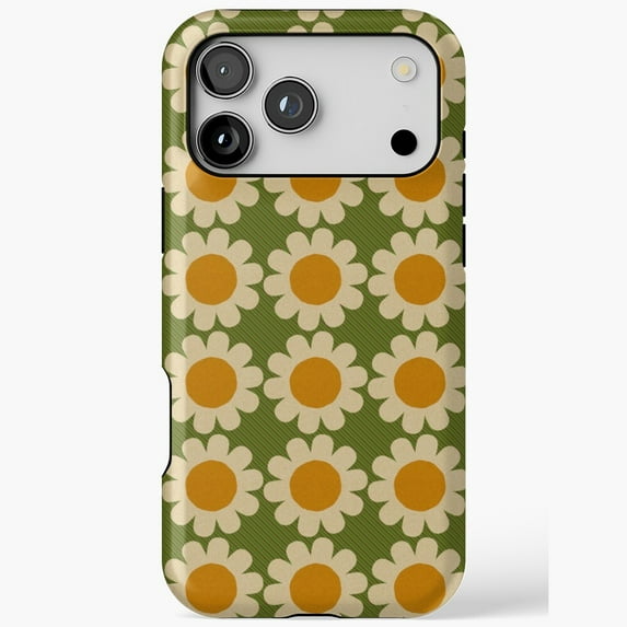 Groovy Daisy Retro Flower Pattern iPhone Case 11 to 17 Pro Max ...