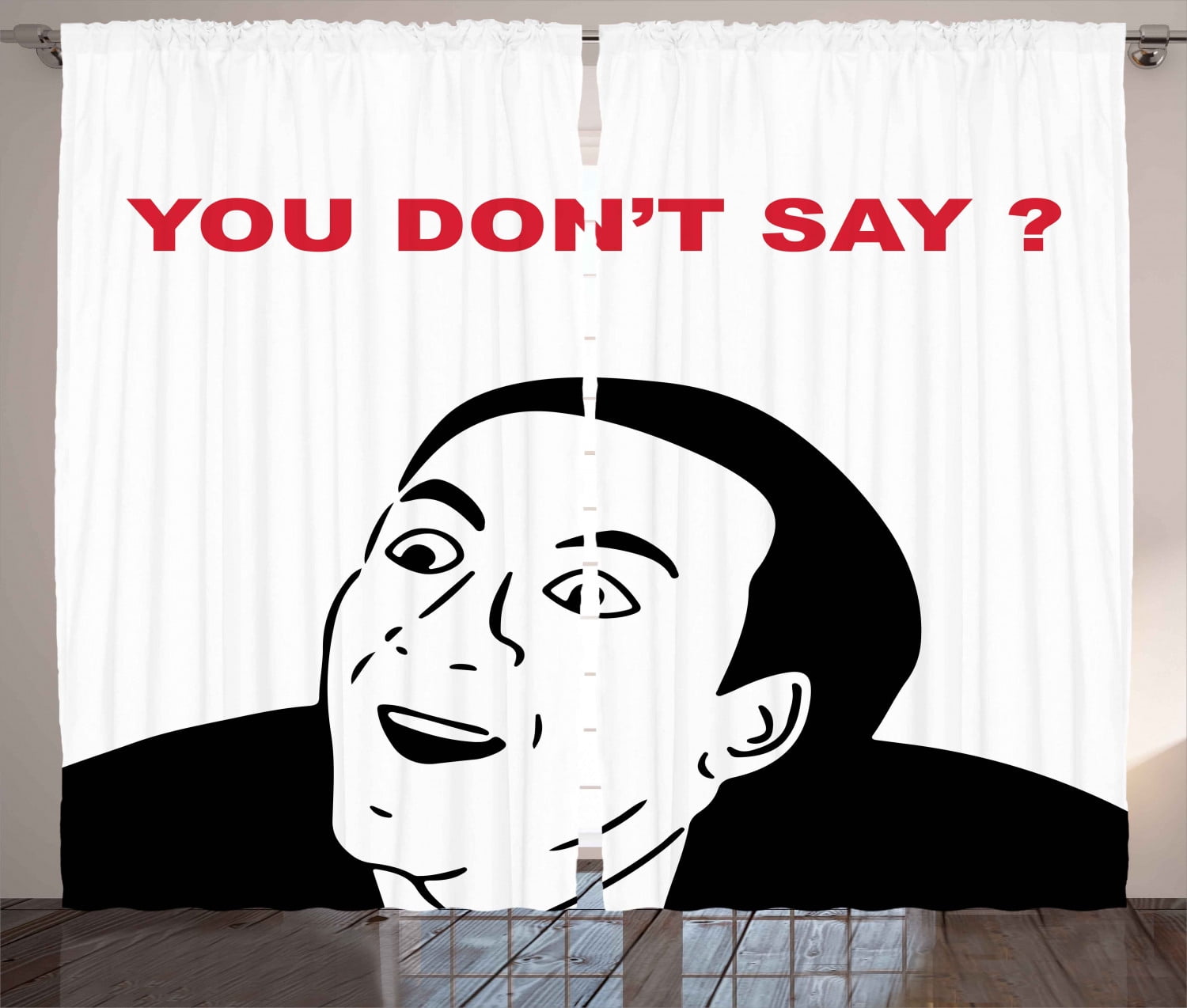 Ambesonne Humor Curtains 2 Panel Set, Meme Smile Modern Face, 108" x 90 ...