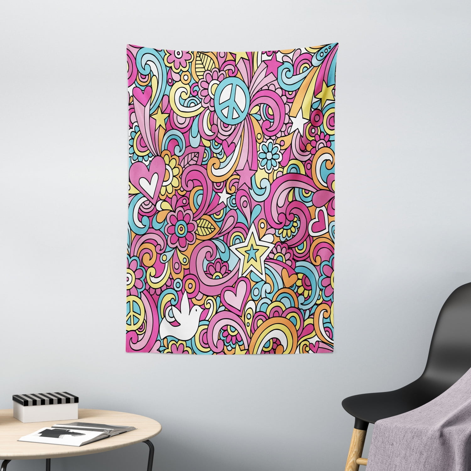 Groovy Decorations Wall Hanging Tapestry, Psychedelic Complex Funky ...