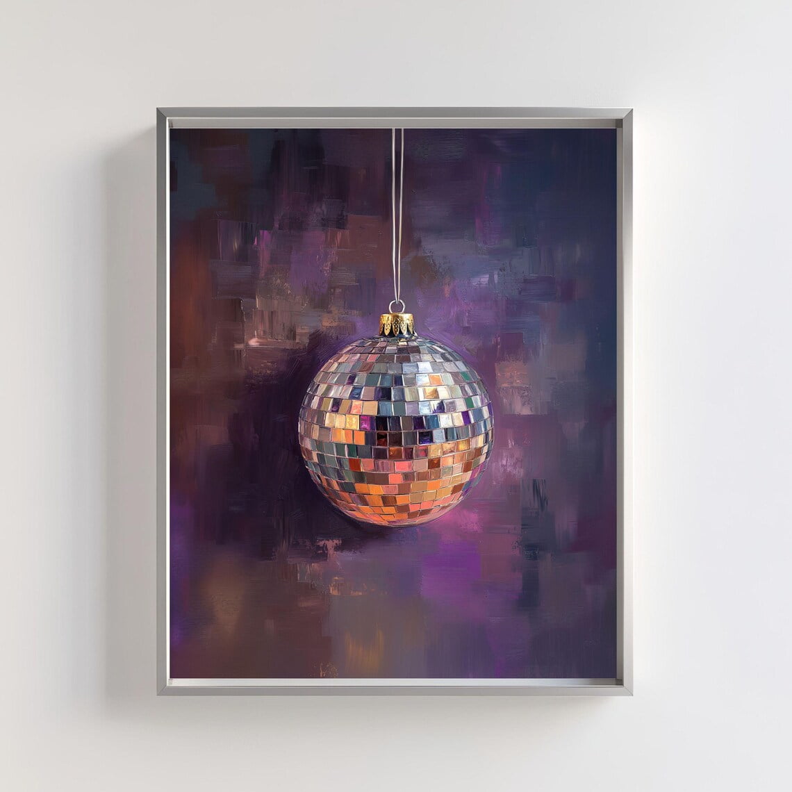Groovy Disco Ball Print, Glamorous Purple & Gold Mirrorball Poster In ...