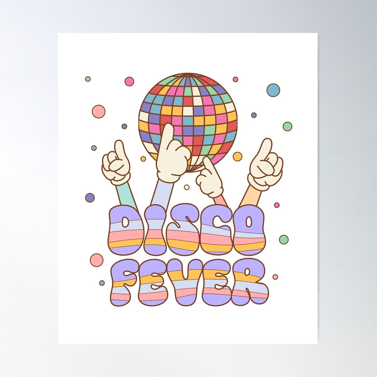 Groovy Disco Fever Finger Dance Poster Wall Art, Modern Wall Decor For ...