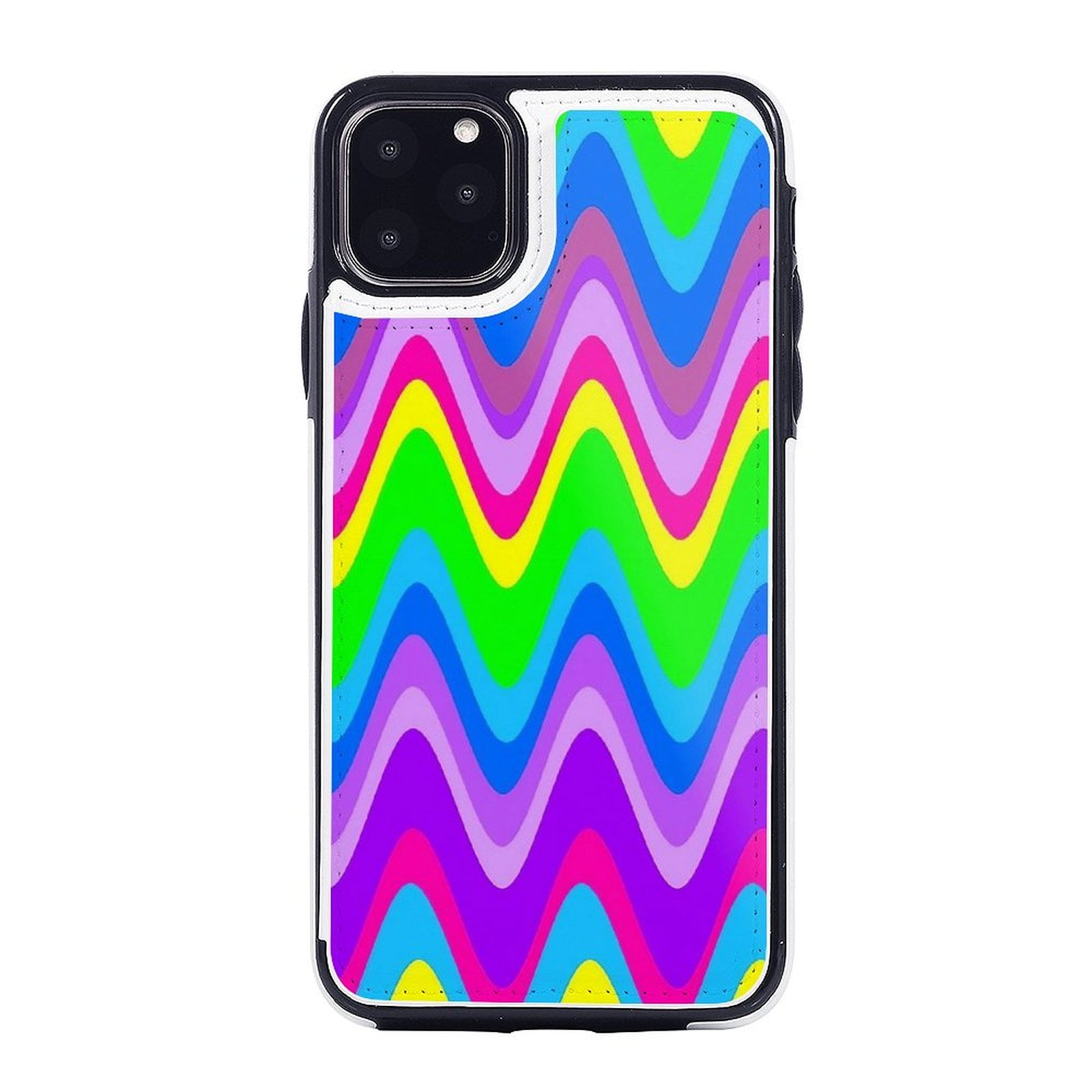 Groovy Disco Waves - 70s Neon Glow Leather Wallet Case for iPhone 16 15 14 13 12 11 Pro Max ...
