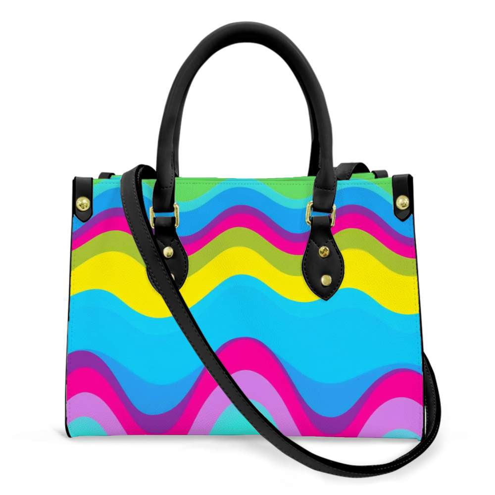Groovy Disco Waves 70s Neon Glow Shoulder Bag Pu Leather Handbags Women ...
