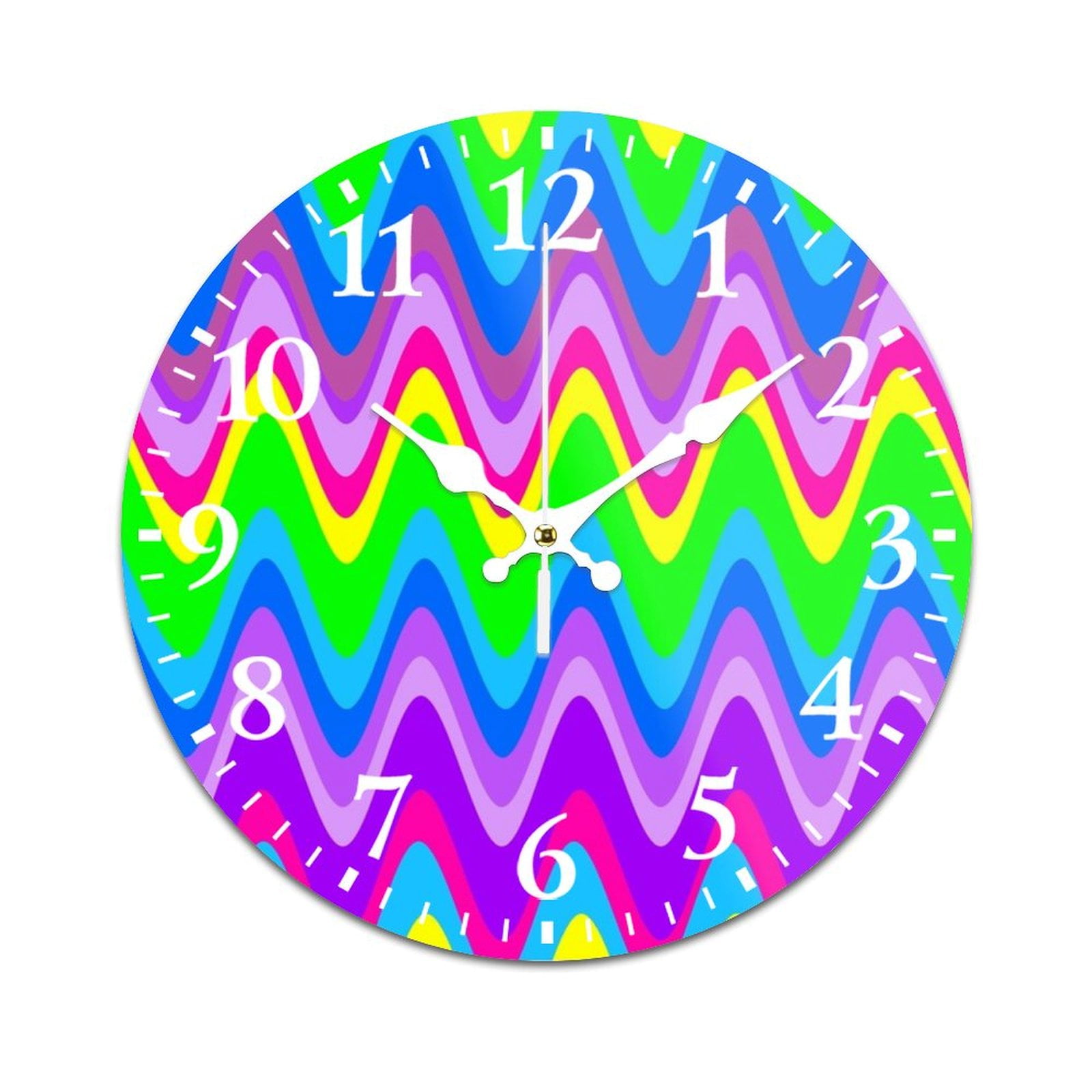 Groovy Disco Waves - 70s Neon Glow Wall Clock Modern Design Clocks Wall ...