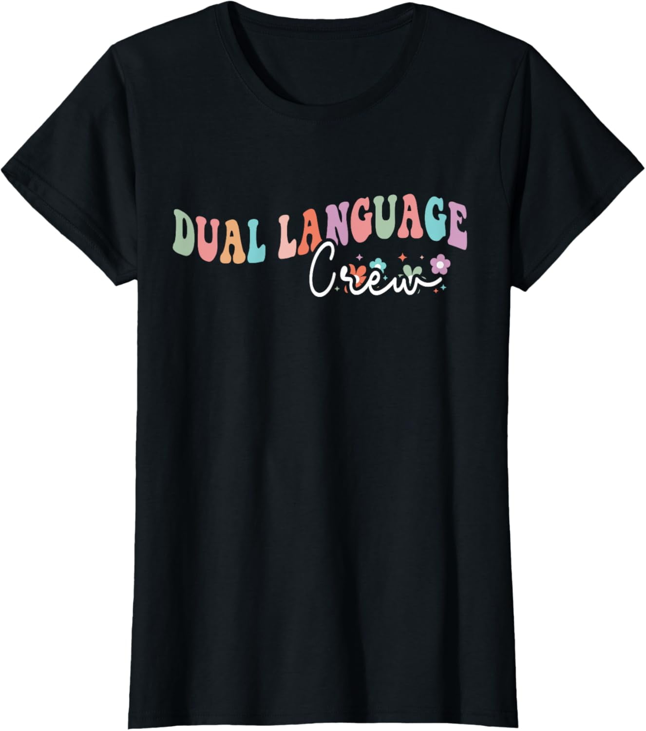 Groovy Dual Language Crew Bilingual Teacher Maestra Spanish T-Shirt ...