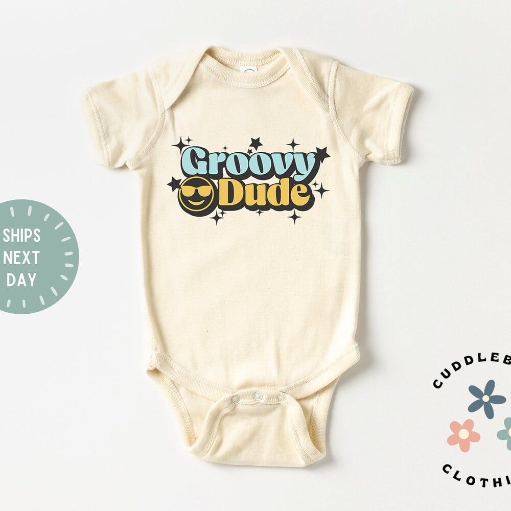 Groovy Dude Bodysuit, Cute Groovy Dude Baby Bodysuit, Retro Boho Smily ...