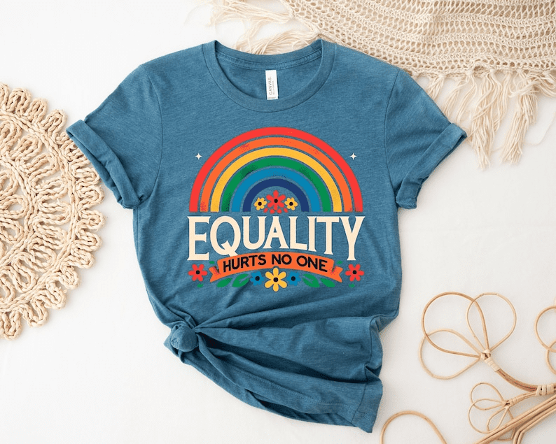 Groovy Equality Tee Colorful Pride Apparel Equal Rights Support LGBTQ+ ...
