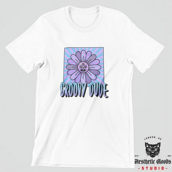 Groovy Flower Art Tee, Retro 70s Floral Dude Illustration, Pastel ...