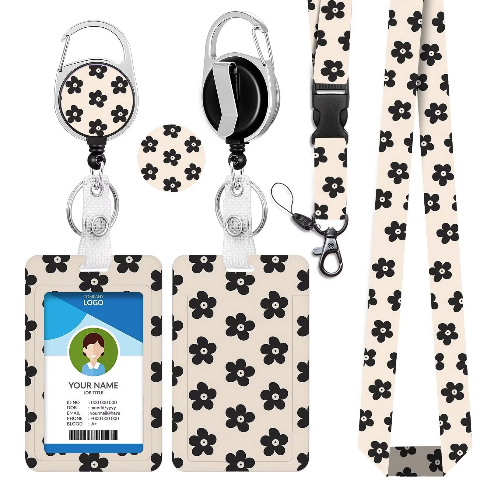 Groovy Flower ID Badge Holder with Retractable Badge Reel Clip ...