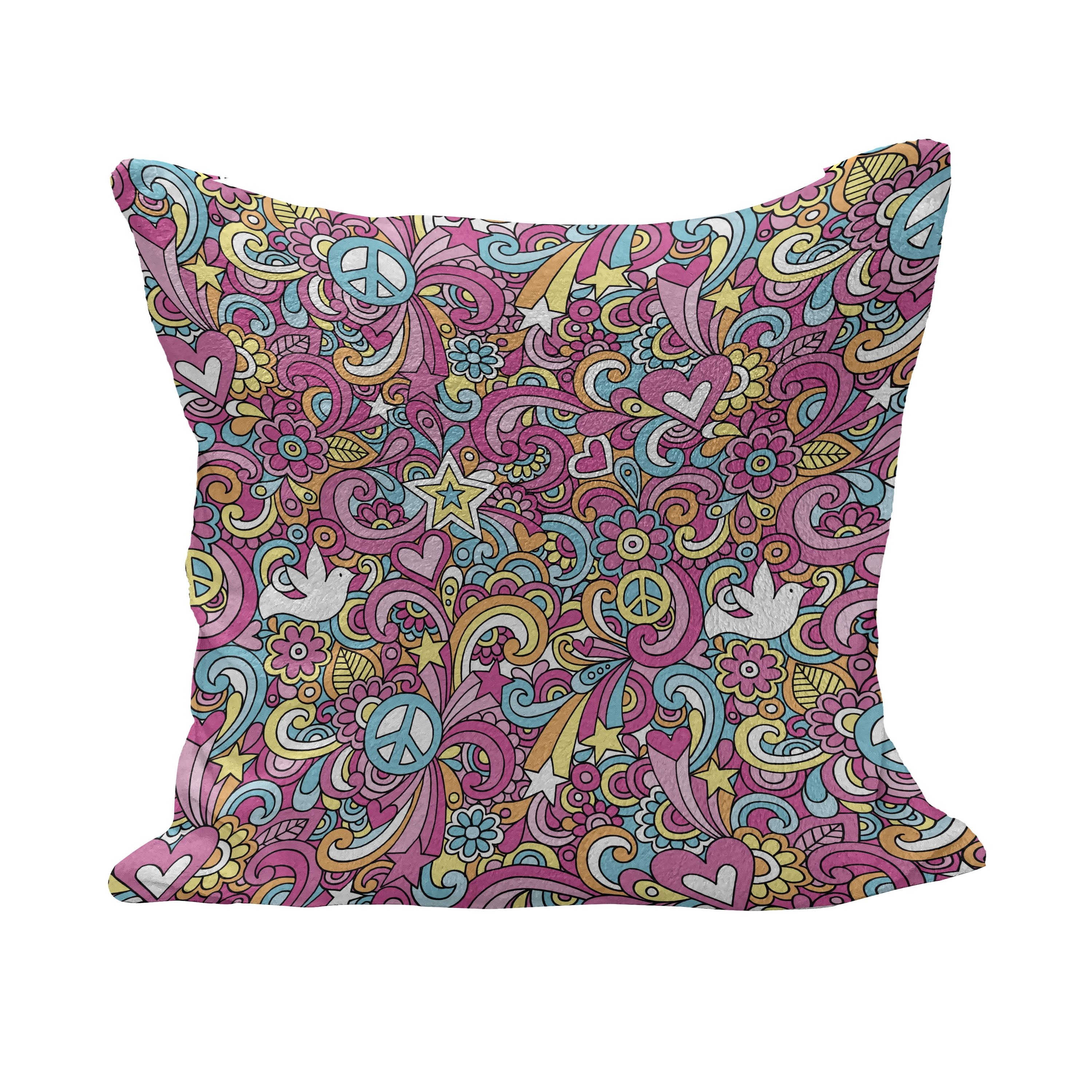 Groovy Fluffy Throw Pillow Cushion Cover, Psychedelic Complex Funky ...