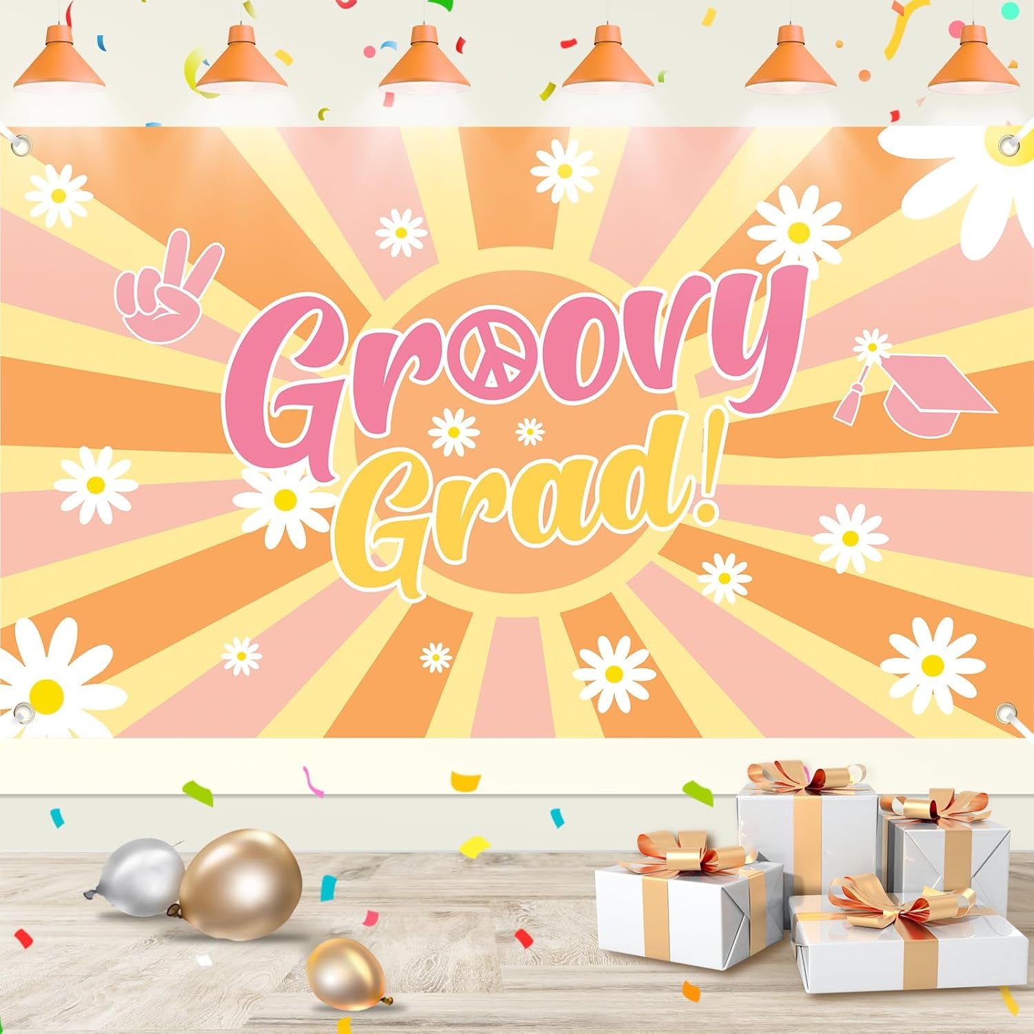 Groovy Graduation Decorations Hippie Graduation Party Decorations Large ...