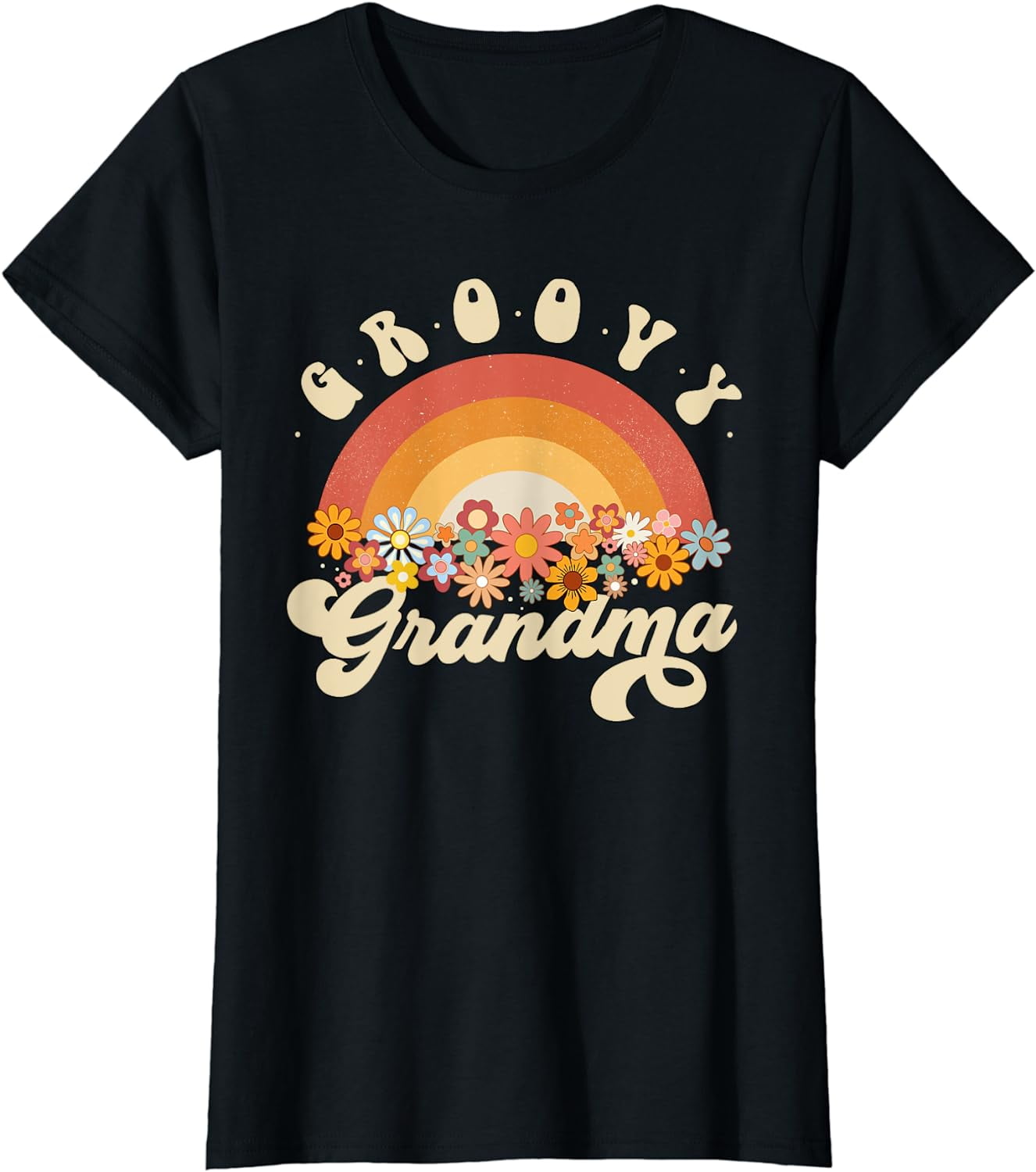 Groovy Grandma Retro Rainbow Colorful Flowers Design T-Shirt - Walmart.com