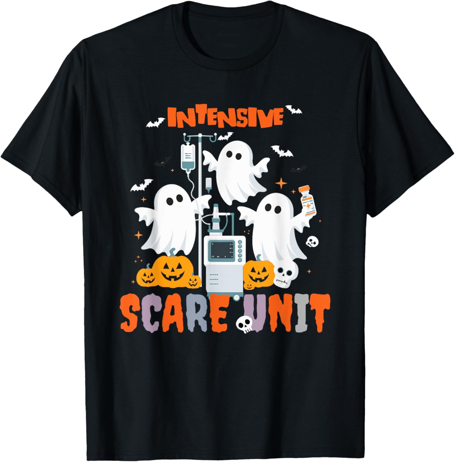 Groovy Halloween Intensive Care Scare Unit Ghost Nurse ICU T-Shirt ...