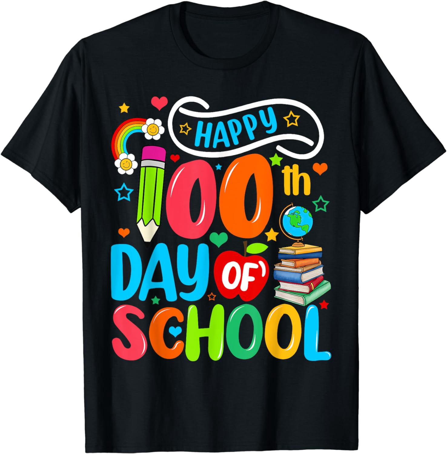 Groovy Happy 100th Day Student Cute Kids 100 Days Of School T-Shirt ...
