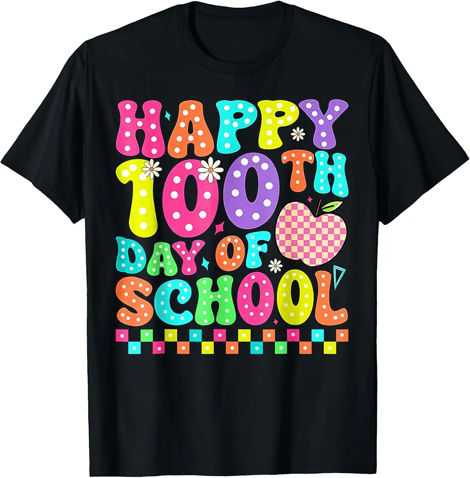 Groovy Happy 100th Day of School Teachers Boys Girls Kids T-Shirt ...