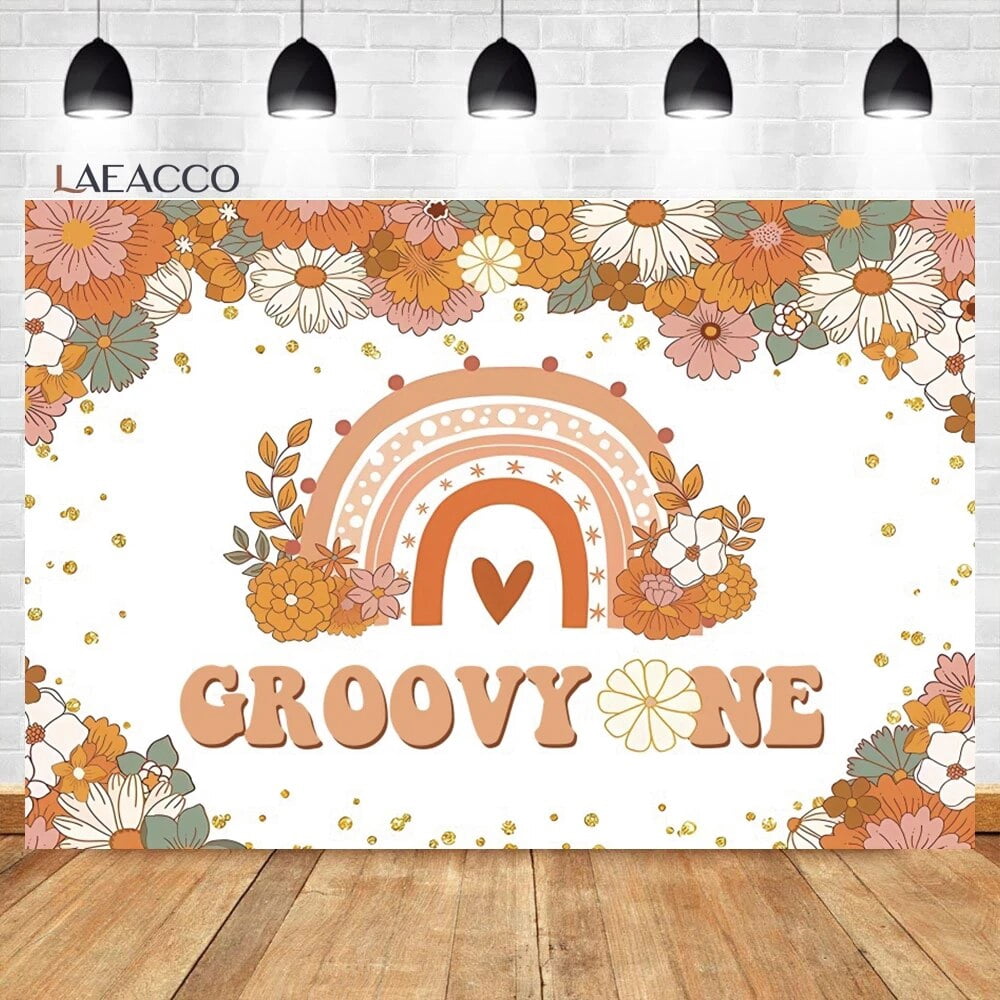 Groovy Happy Birthday Backdrop Retro Boho Girl 70s Daisy Floral Baby ...