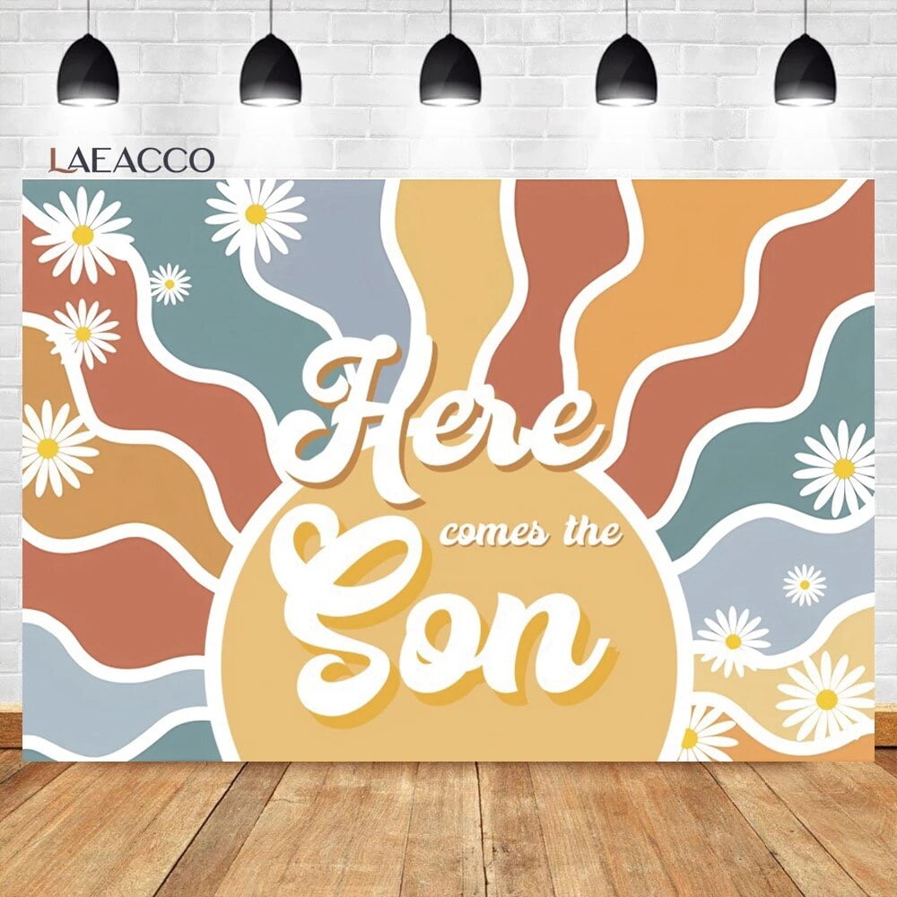 Groovy Happy Birthday Backdrop Retro Boho Girl 70s Daisy Floral Baby ...