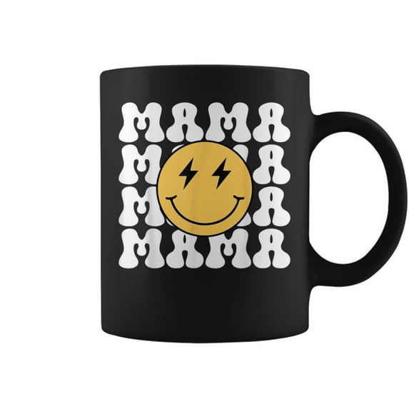 Groovy Happy Face Bolt Eyes One Happy Dude Birthday Mom Mama Coffee ...