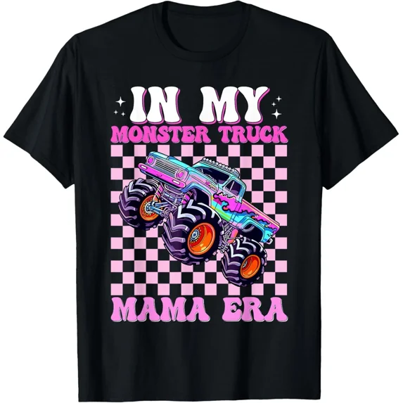 Groovy In My Monster Truck Mama Era Mom Family Art Graphic Tee Shirt ...