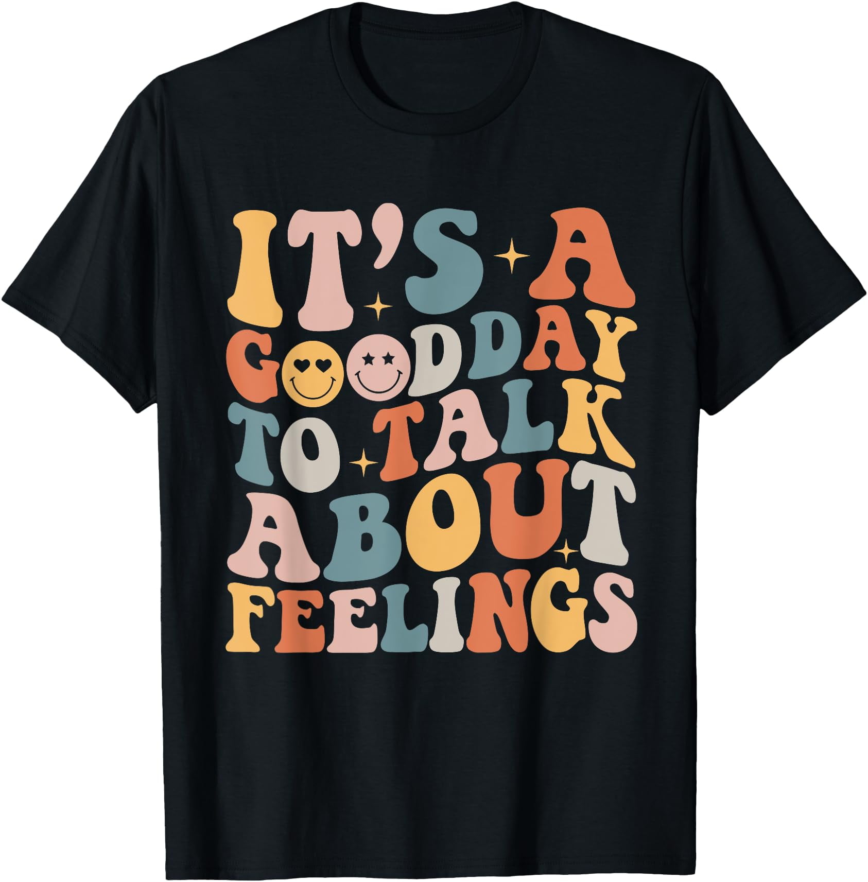 Groovy It's A Good Day to Talk About Feelings Mental Health T-Shirt ...