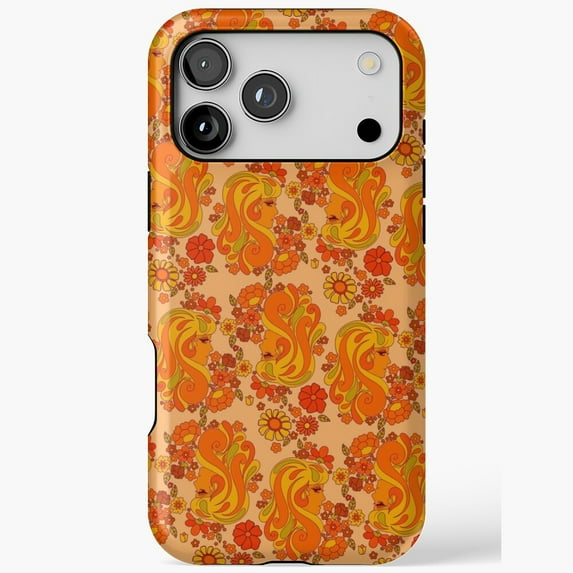 Groovy Lady In Orange Retro Art iPhone Case 11 through 17 Pro Max ...