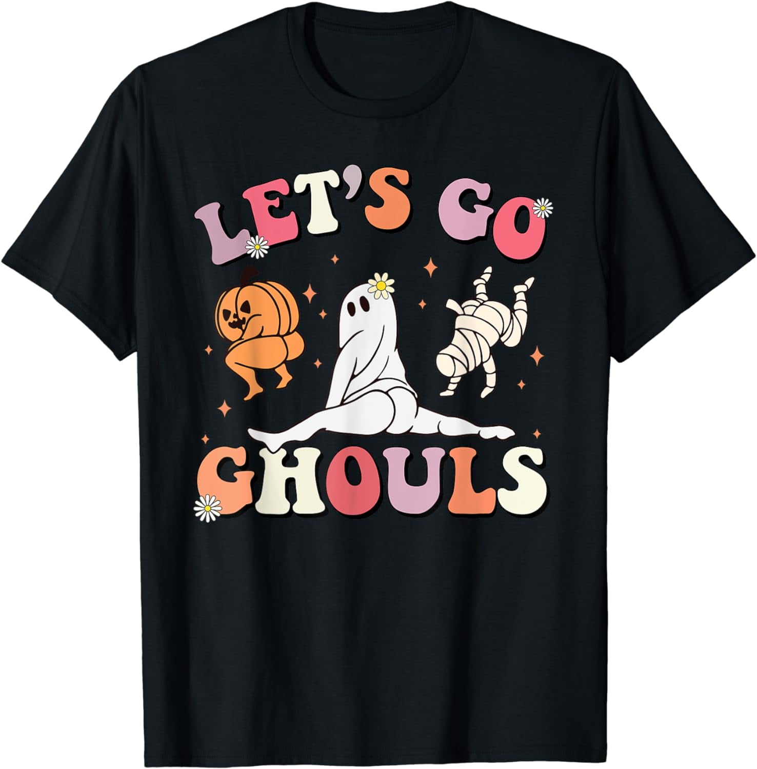 Groovy Let's Go Ghouls Ghost Funny Halloween Outfit Costume T-Shirt ...