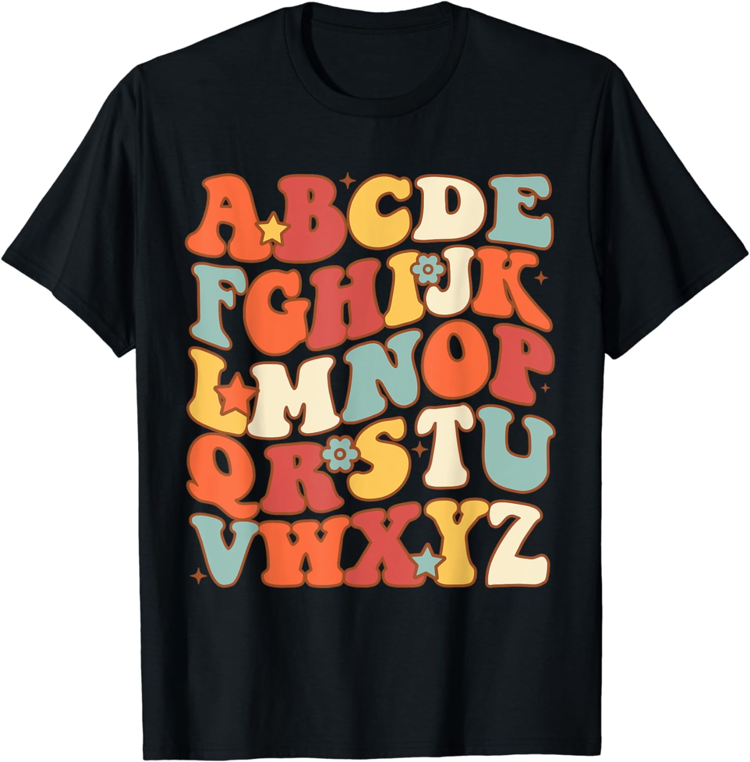 Groovy Letters Alphabet learn ABCs boy girl Reading Teacher T-Shirt ...