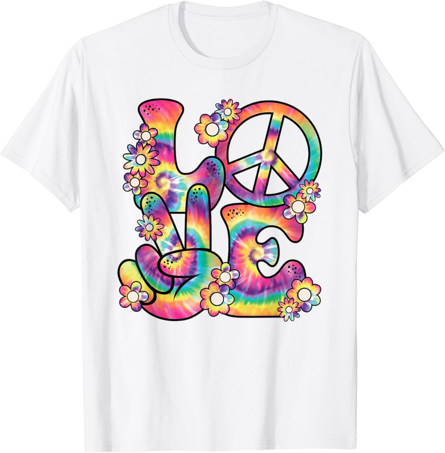 Groovy Love Peace Sign Hippie Theme Party Outfit 60s 70s T-Shirt ...