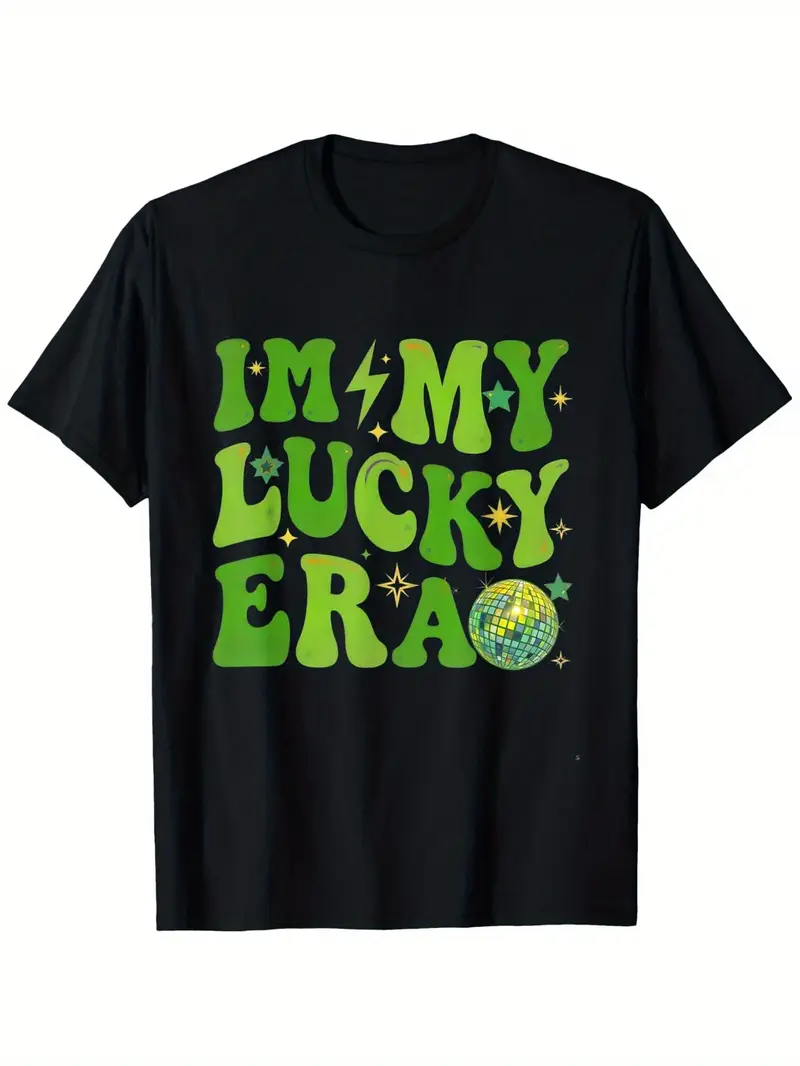 Groovy Lucky Era Disco Ball Print Unisex Short Sleeve Casual Holiday T ...