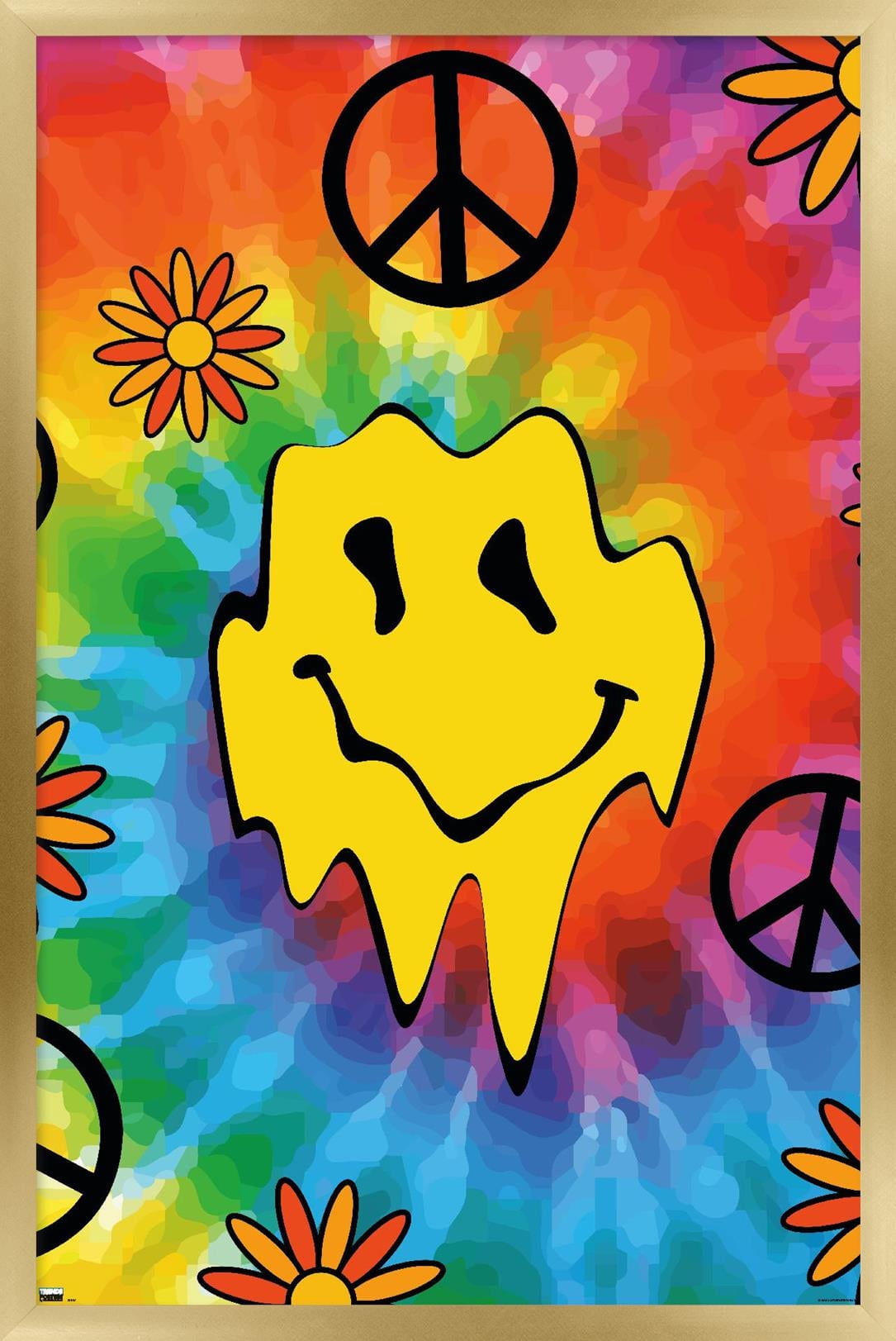 Groovy Melting Smile Face Wall Poster, 22.375" x 34" Framed - Walmart.com