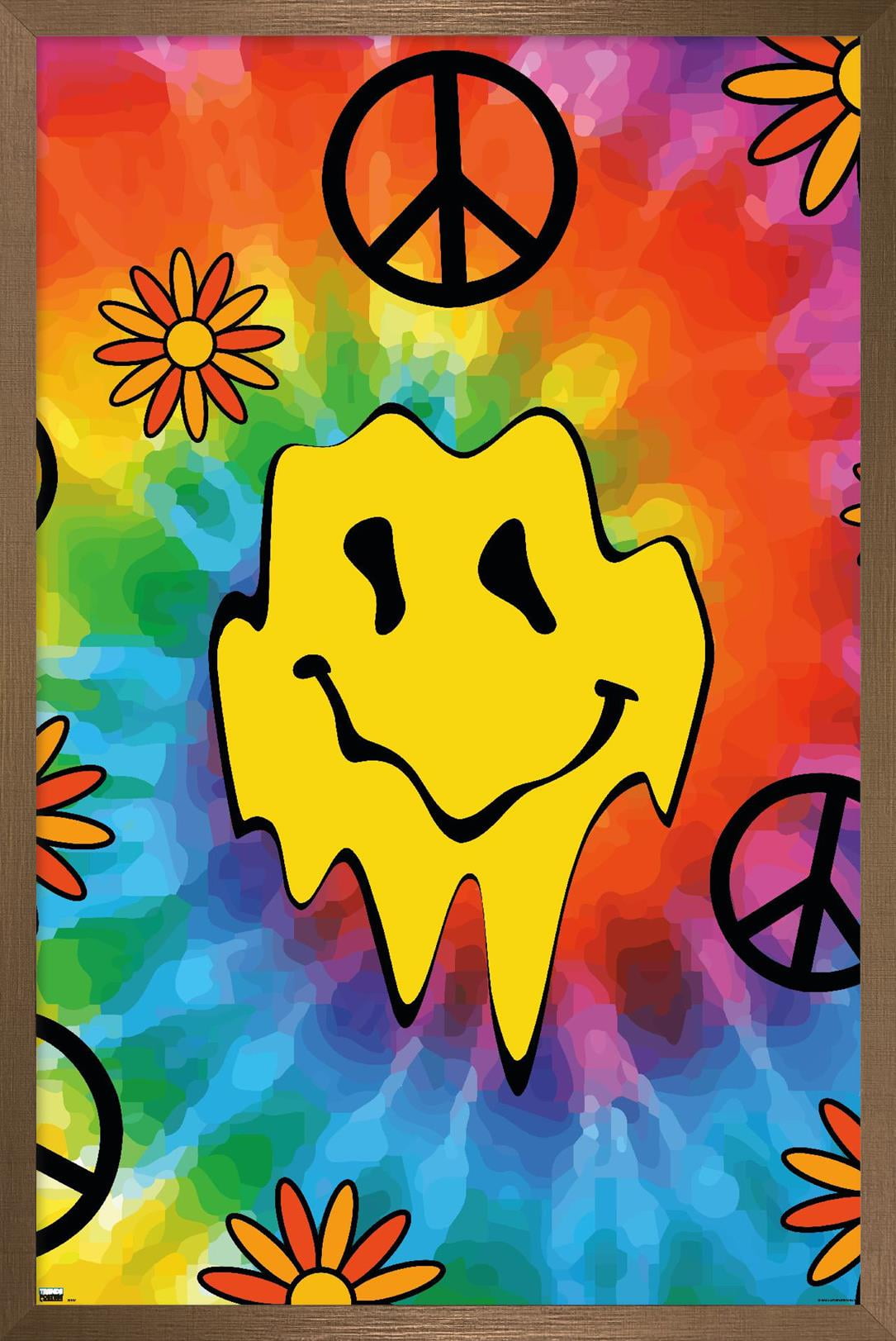 Groovy Melting Smile Face Wall Poster, 22.375" x 34" Framed - Walmart.com