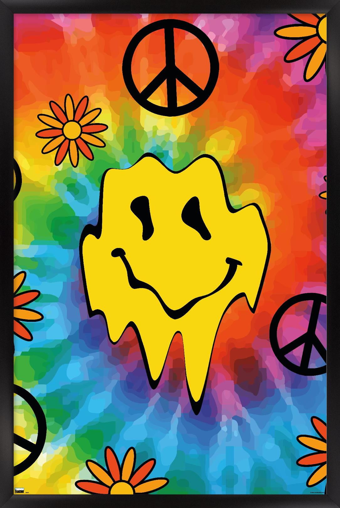 Groovy Melting Smile Face Wall Poster, 22.375" x 34" Framed - Walmart.com