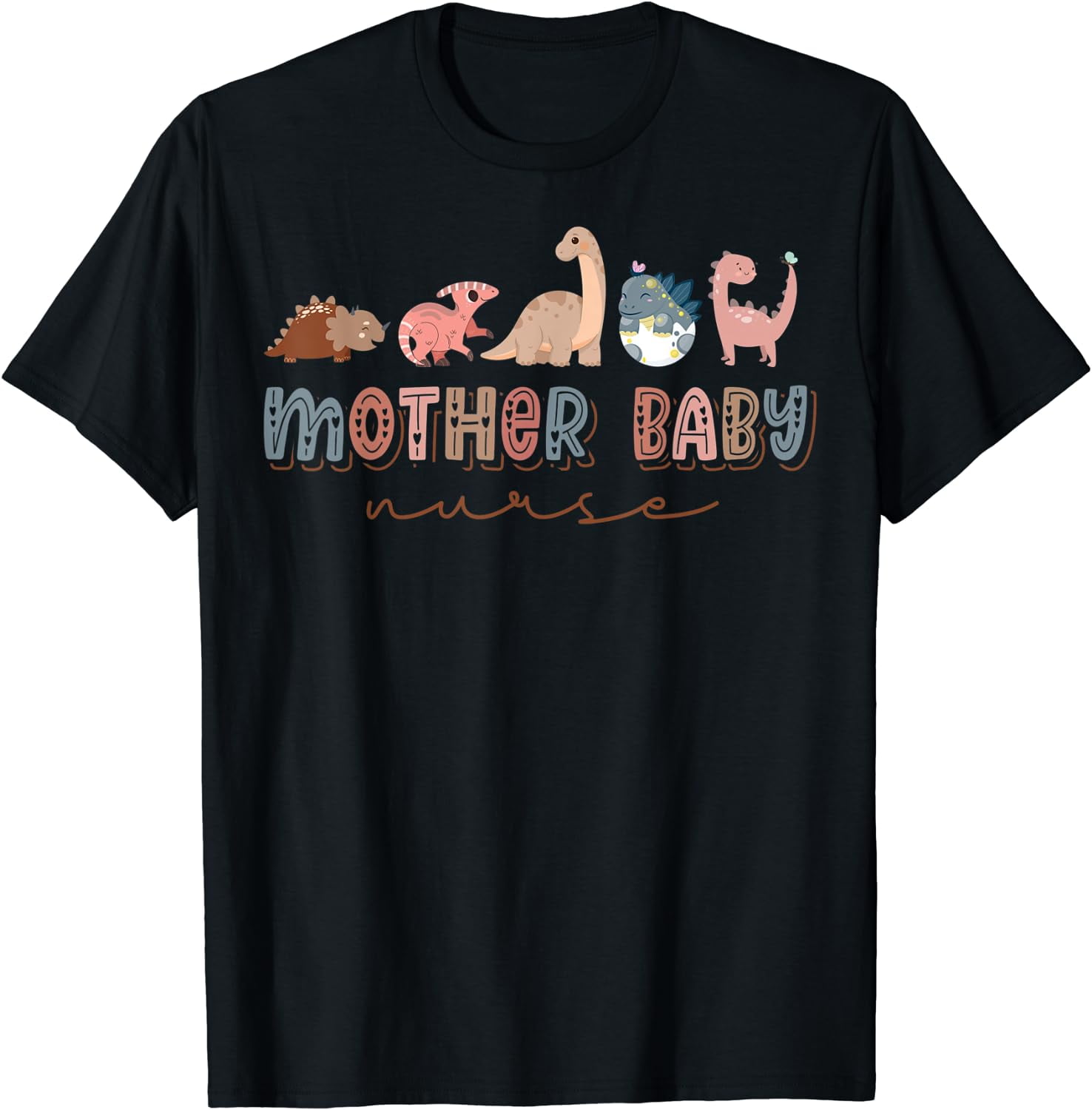 Groovy Mother Baby Nurse Postpartum Nursing Cute Dinosaur T-Shirt Black ...