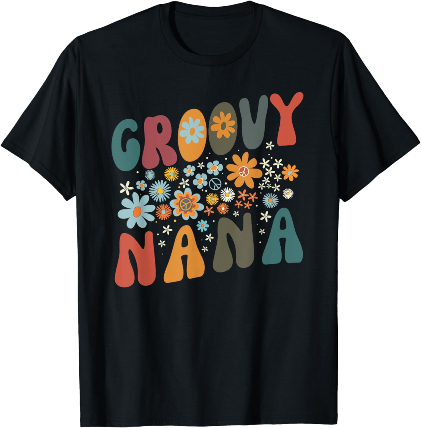 Groovy Nana Retro Colorful Flowers Design Grandma T-Shirt - Walmart.com