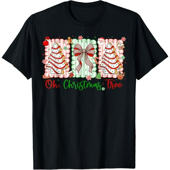 Groovy Oh Christmas Tree Cakes Debbie Becky Jen Cake Lovers T-Shirt ...