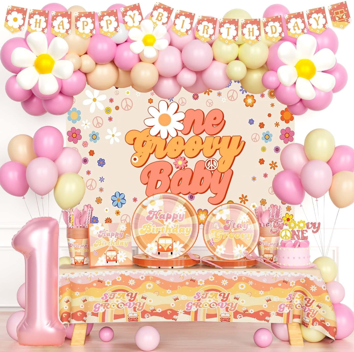 Groovy One Party Decorations, One Groovy Baby Boho Hippie First ...
