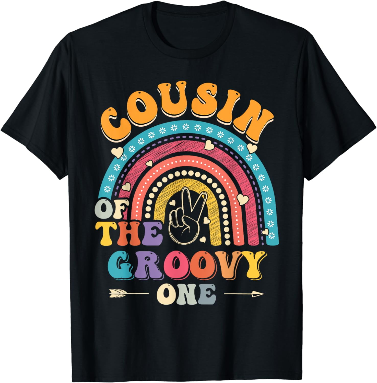 Groovy One Rainbow Boho Birthday Party groovy Cousin T-Shirt - Walmart.com