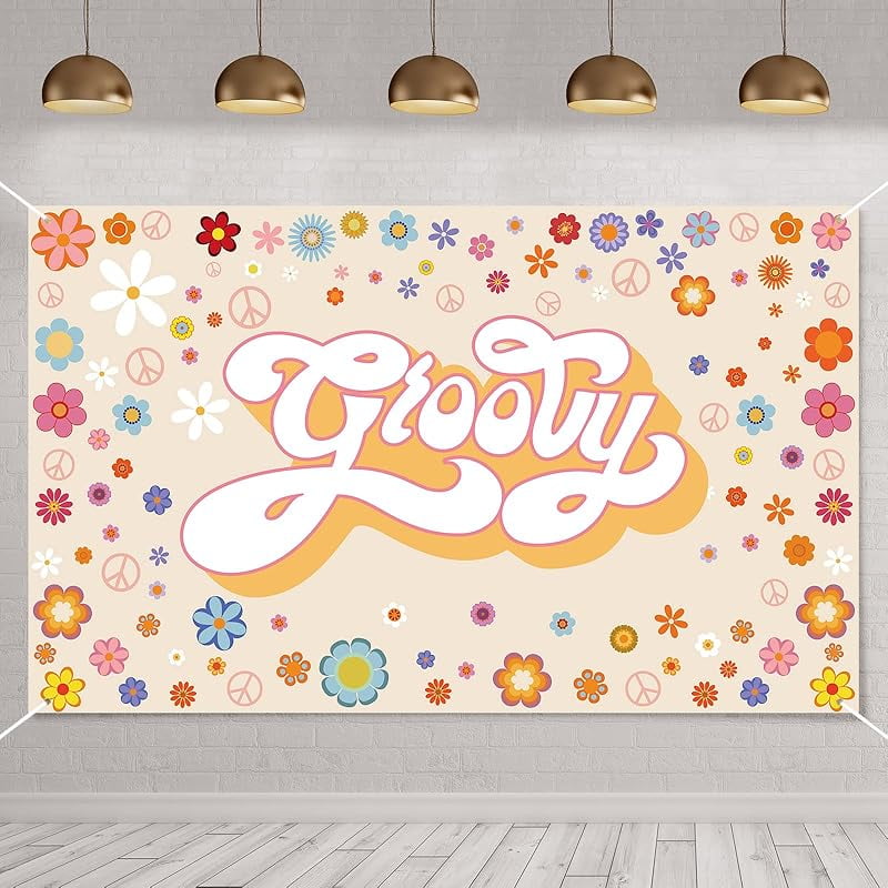 Groovy Party Backdrop Banner Hippie Birthday Two Groovy Party ...